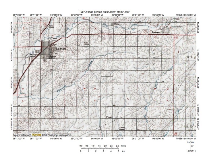 Floyd River-Little Sioux River northern drainage divide area landform ...