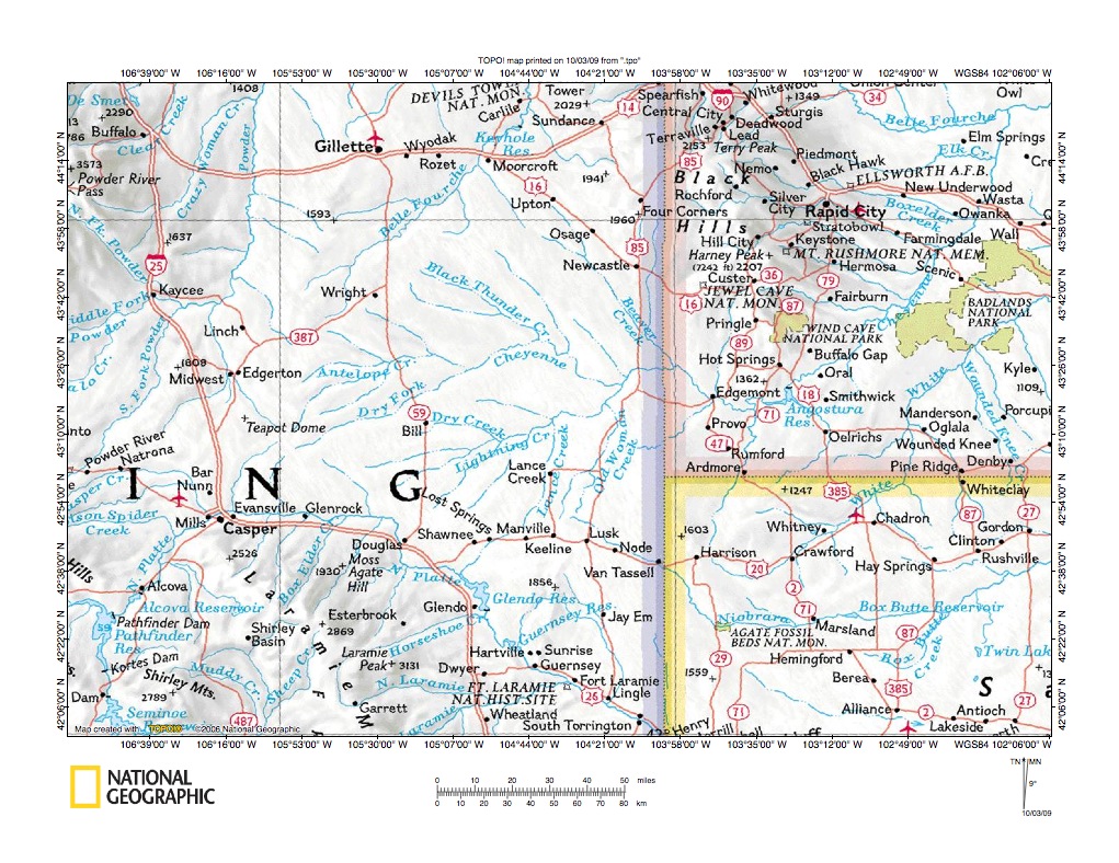 Cheyenne River-Niobrara River drainage divide area landform origins ...