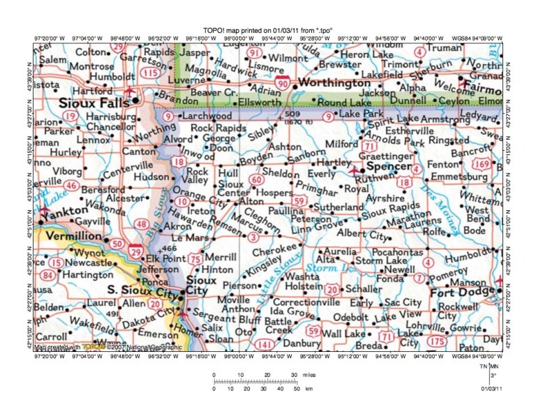 Floyd River-Little Sioux River northern drainage divide area landform ...