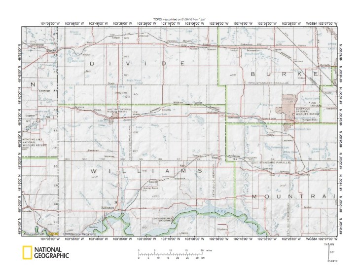 Little Muddy River-White Earth River drainage divide area landform ...