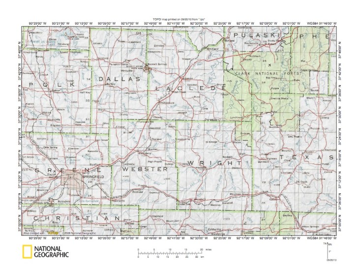 Niangua River-Osage Fork (Gasconade River) drainage divide area ...