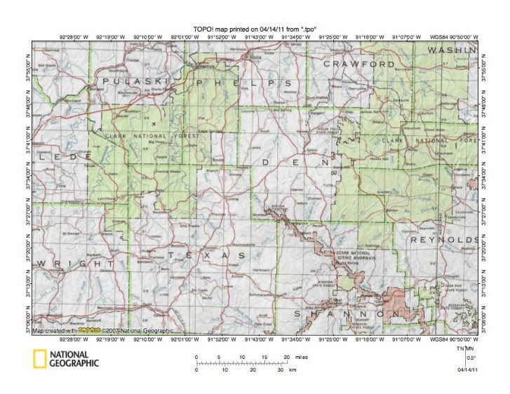 Gasconade River-Current River drainage divide area landform origins in ...