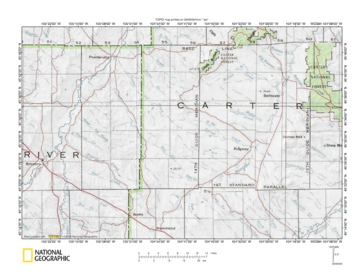 Powder River-Boxelder Creek drainage divide area landform origins ...