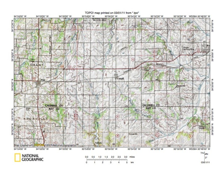 Shoal Creek-Missouri River drainage divide area landform origins in ...