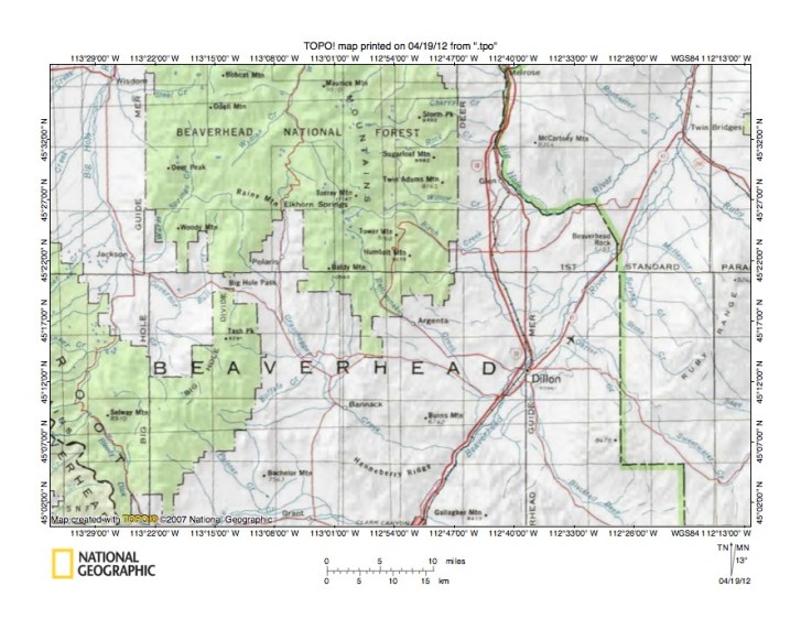 Grasshopper Creek-Beaverhead River drainage divide area landform ...