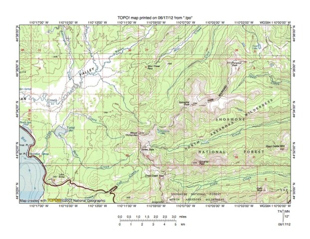 Yellowstone River-North Fork Shoshone River drainage divide area ...