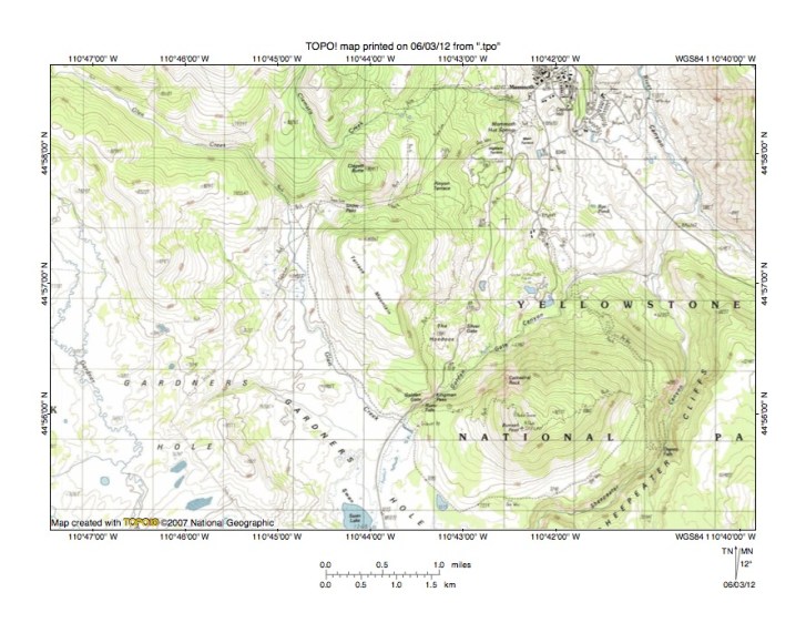 Yellowstone River-Gibbon River drainage divide area landform origins in ...